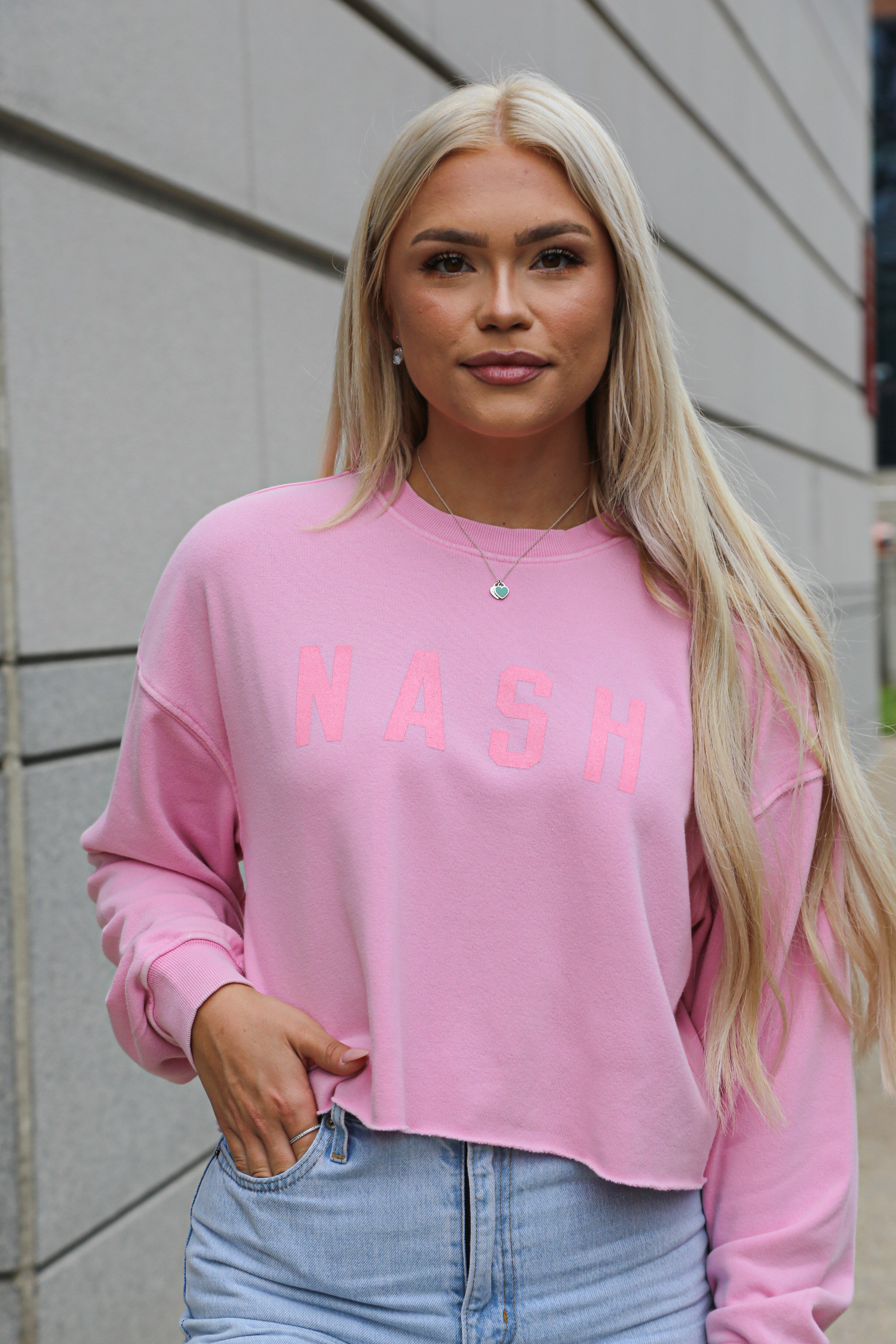 Rory Raw Hem Crop Crew [Pink] – The Nash Collection